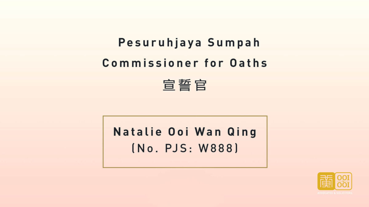 Natalie Ooi Appointed As Commissioner For Oaths. - Ooi & Ooi , Law Firm ...